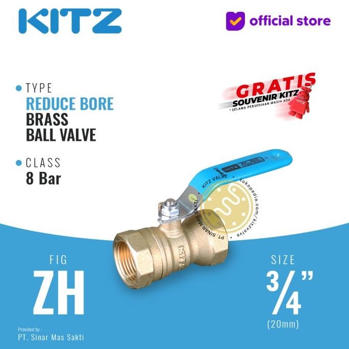 Jual Kitz Ball Valve 8 Bar , Gagang Biru , Fig. Zh , 3/4" - 20A - 20Mm , Drat Screw New Stok ...