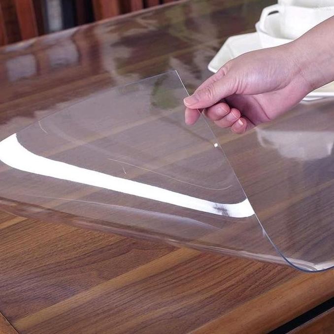 Jual Promo Taplak Meja Bulat Besar Tebal Plastik Mika Pvc Transparan Lentur Anti Noda Taplak Pvc ...