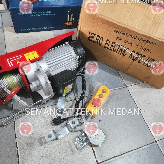 Jual Electric Chain Hoist Katrol Listrik Mini Sling 1000 Kg 1 Ton 20M ...