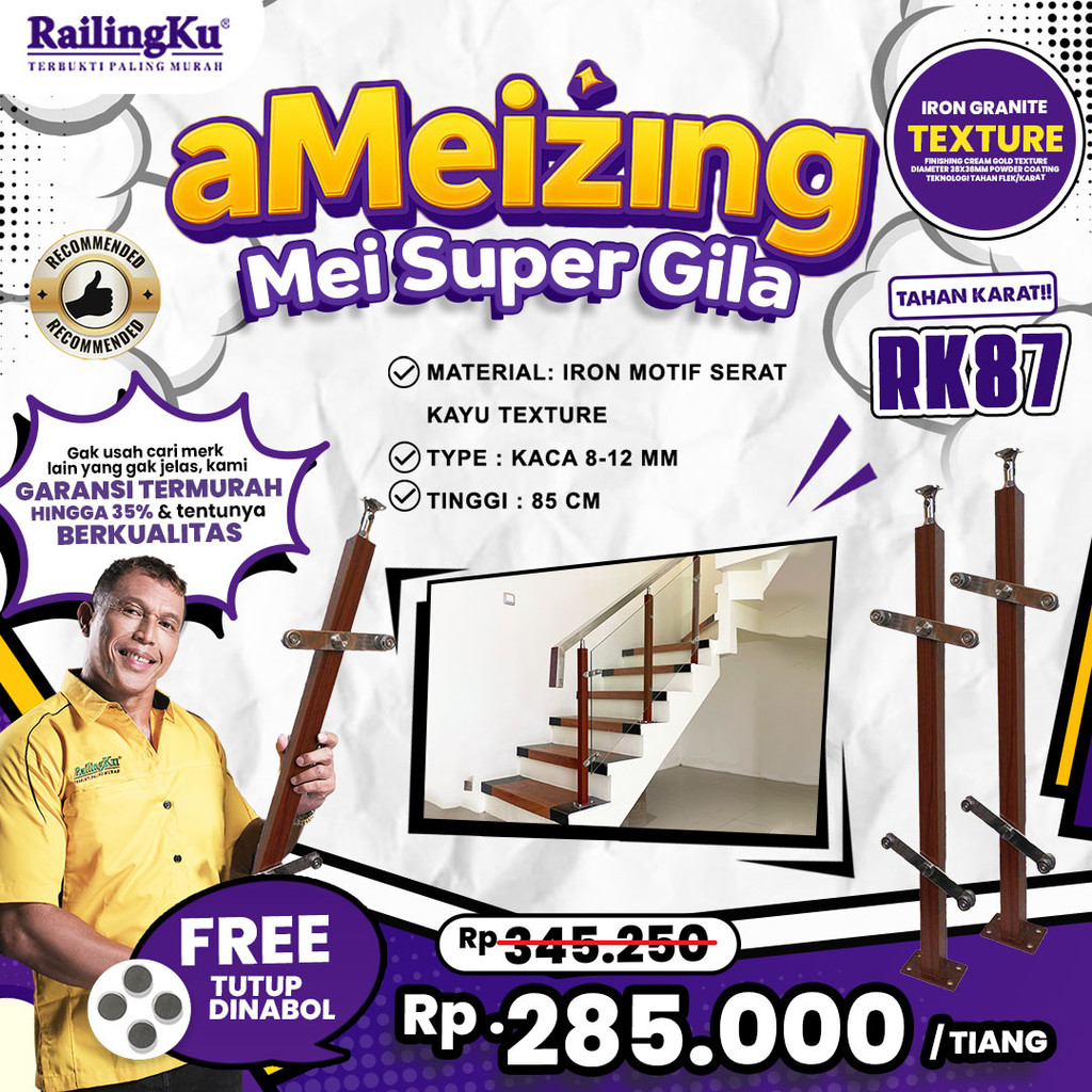 Jual [AMEIZING] Railing Tangga Stainless Wood Texture Railingku RK 87 ...