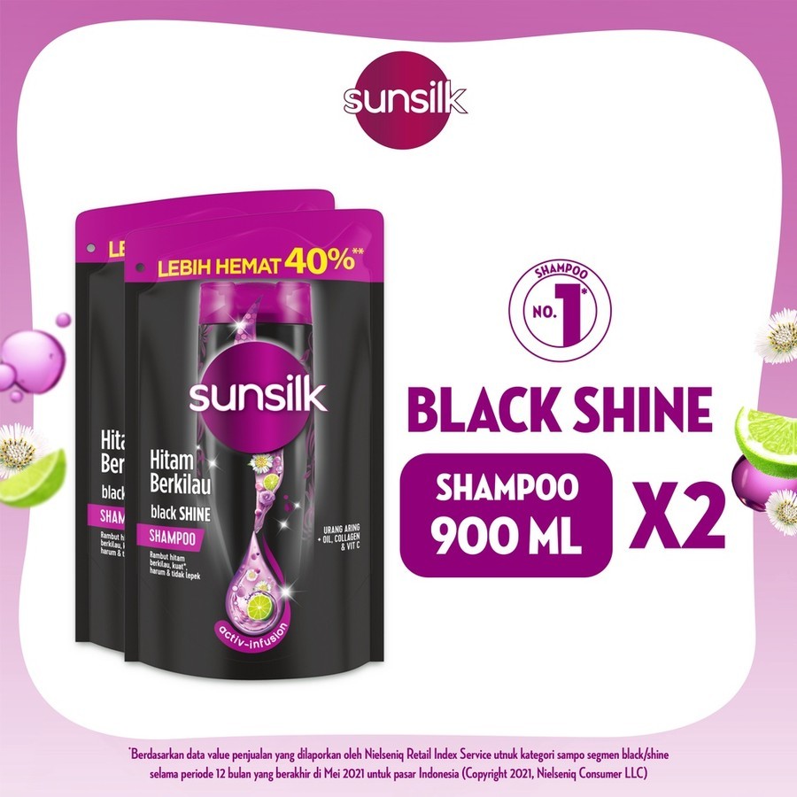 Jual Sunsilk Black Shine 900ml Pouch x2 | Shopee Indonesia