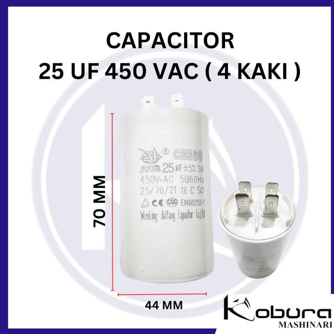 Jual Capacitor Cbb60 Kapasitor 25 Uf 450 Vac 4 Kaki / 4 Pin Submersible ...