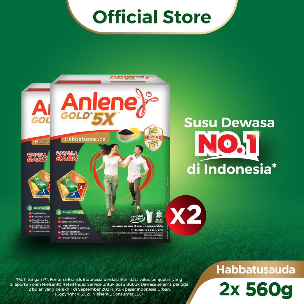 Jual Anlene Gold 5X Habbatussauda Susu Bubuk Dewasa Madu 2 x 560g ...