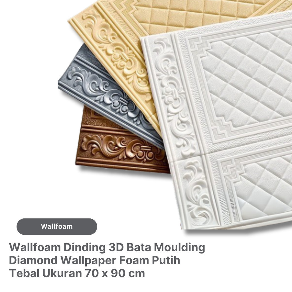Jual Wallfoam Dinding 3D Bata Moulding Diamond Wallpaper Foam Putih ...