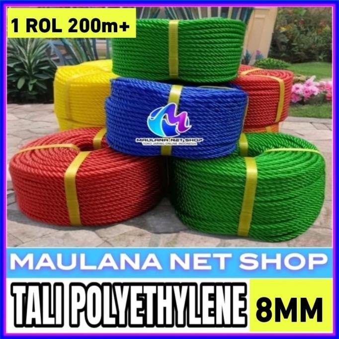 Jual Tali Tambang Plastik PE 8mm Panjang 200m - 1 Rol liquid | Shopee Indonesia