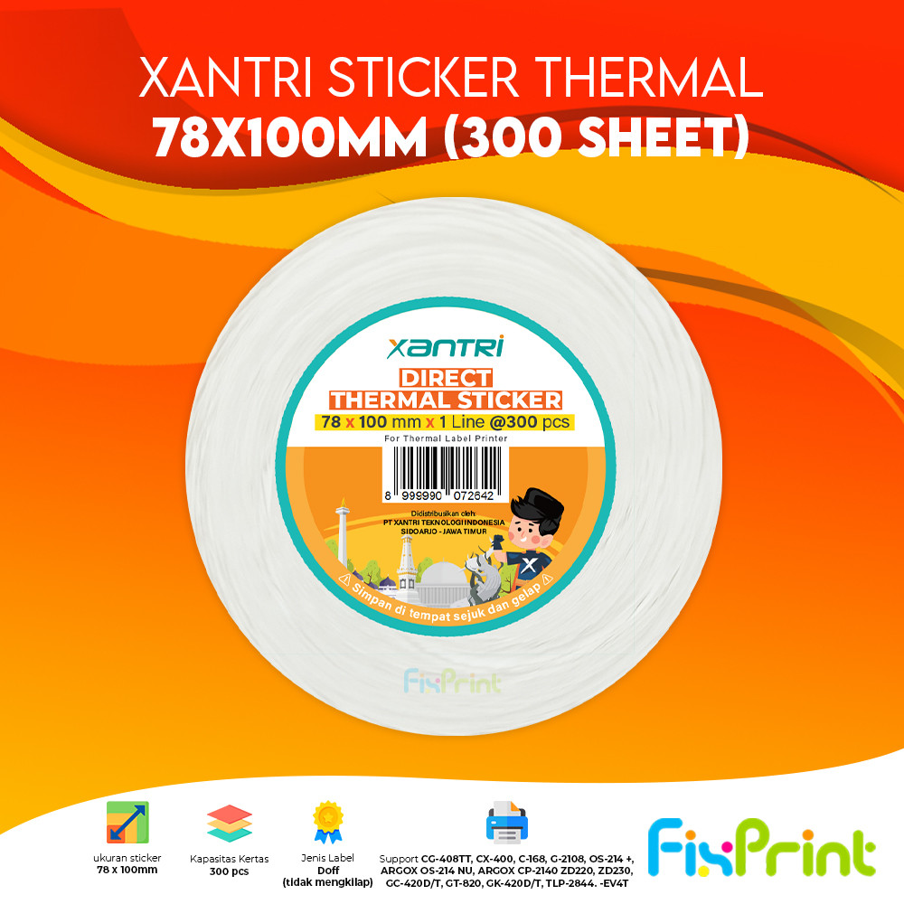Jual Stiker Kertas Label Barcode Thermal ukuran 78x100mm - 78 x 100 mm ...