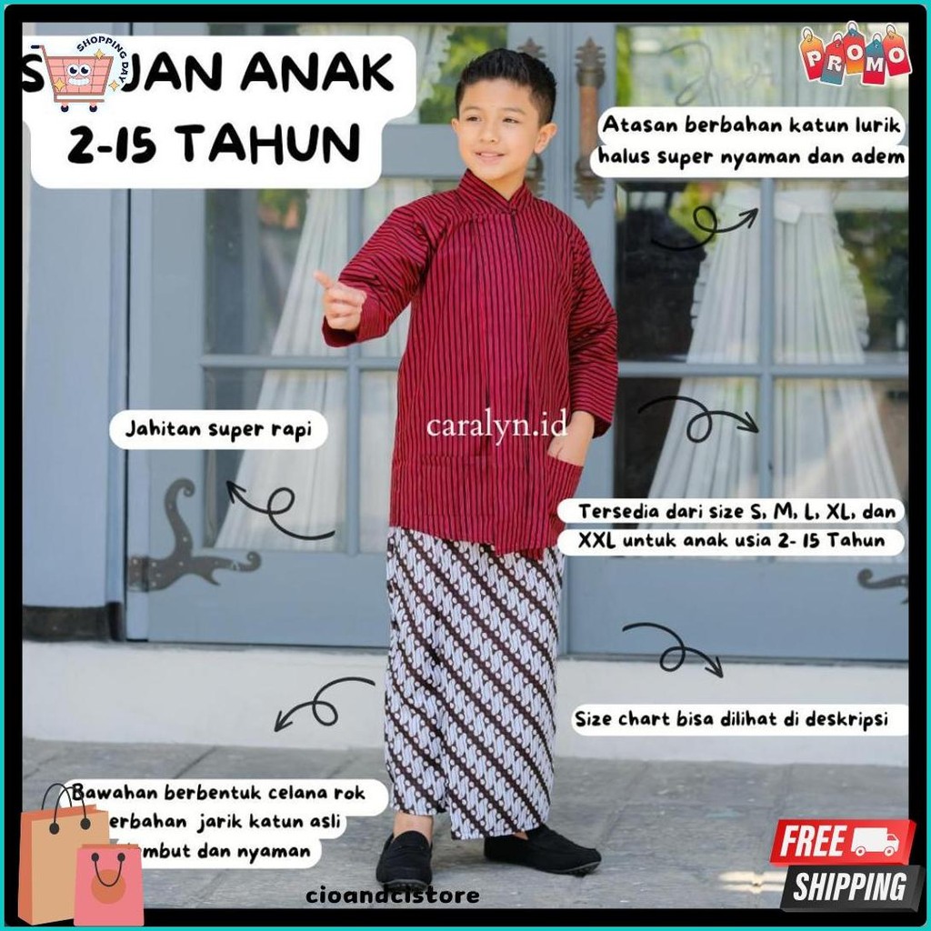 Jual Baju Lurik Anak Laki Laki Baju Surjan Adat Jawa Lurik Baju Adat ...