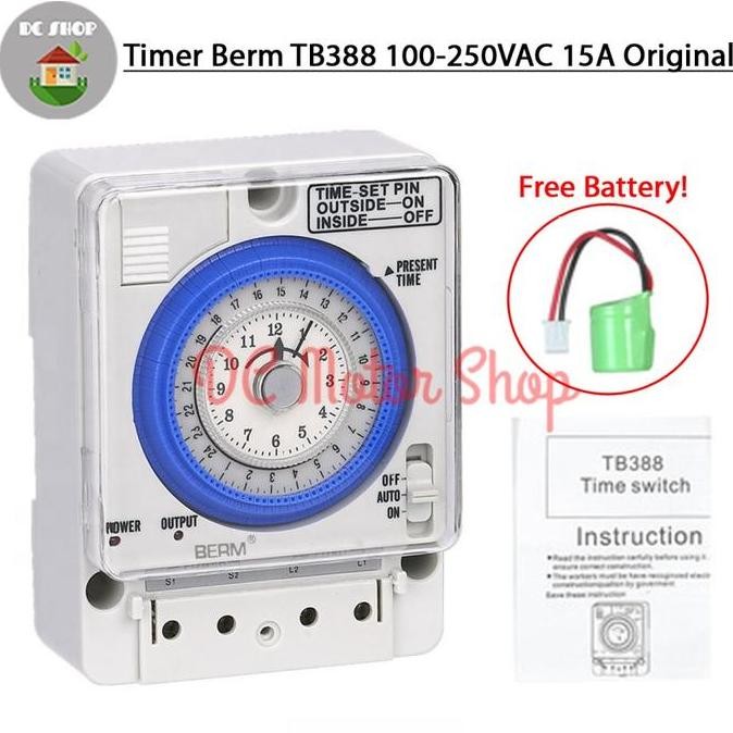 Jual Timer Switch Berm Original TB388 220V 15A - Otomatis Menyalakan ...