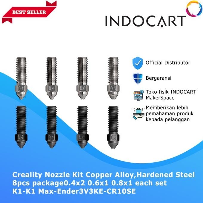 Jual Creality Nozzle Kit 8Pcs Pack Copper Alloy Hardened Steel K1, K1 ...