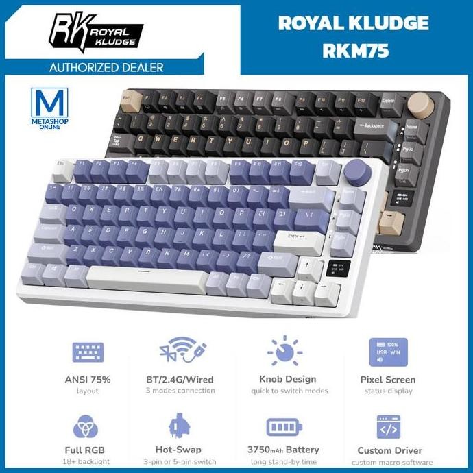 Jual ROYAL KLUDGE RKM75 WIRELESS MECHANICAL KEYBOARD GAMING RGB HOTSWAP | Shopee Indonesia