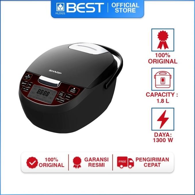 Jual digital rice cooker sharp ksdw18bk 1.8l - induction heating ...
