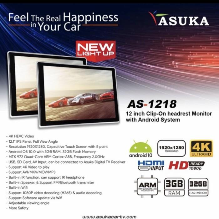 Jual *Promo* Asuka As 1218 - Clip On Headrest Monitor Android 12" Ram 3 ...