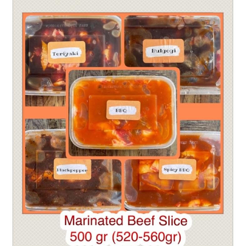 Jual Premium Beef Slice Marinated 500 Gr - Beef Slice Lemak Marinasi ...