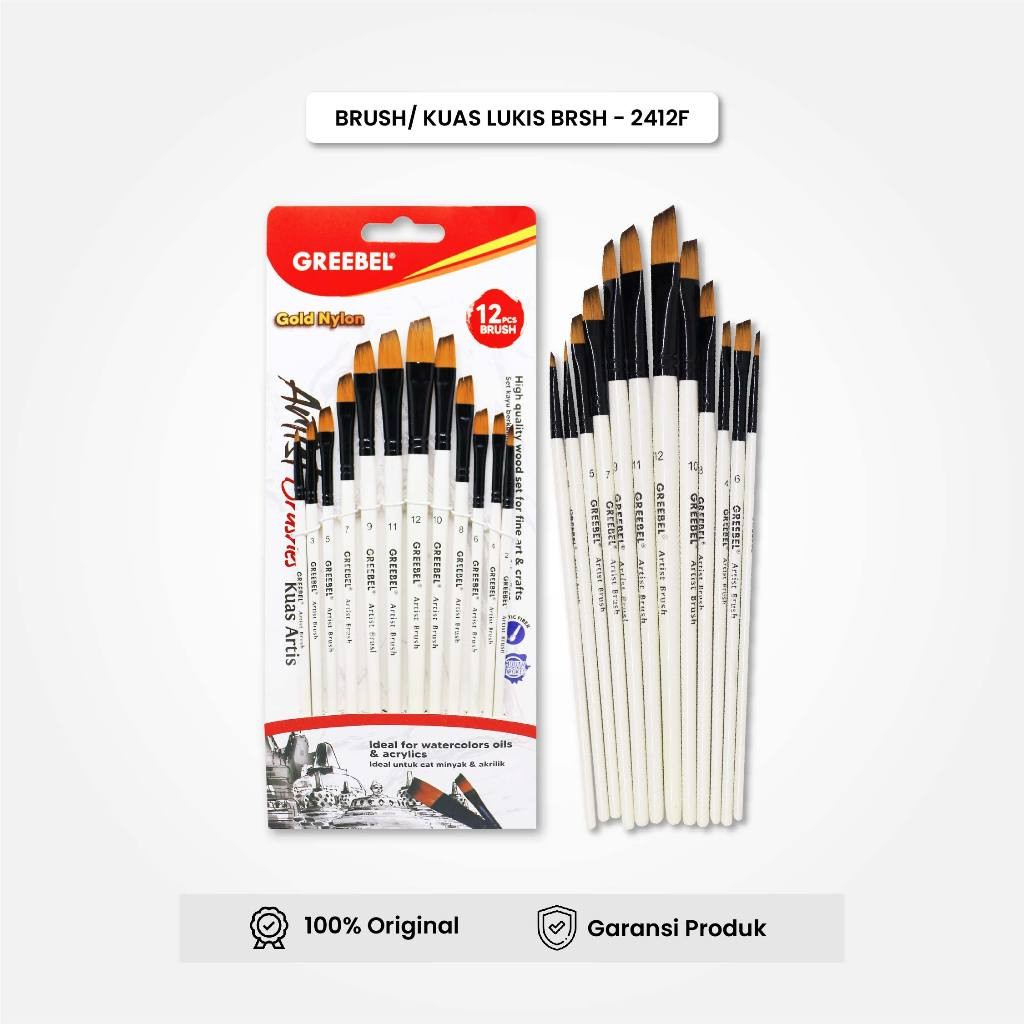 Jual Greebel Kuas Lukis Brush Paint Set Kuas Melukis [ 2412F ] | Shopee ...