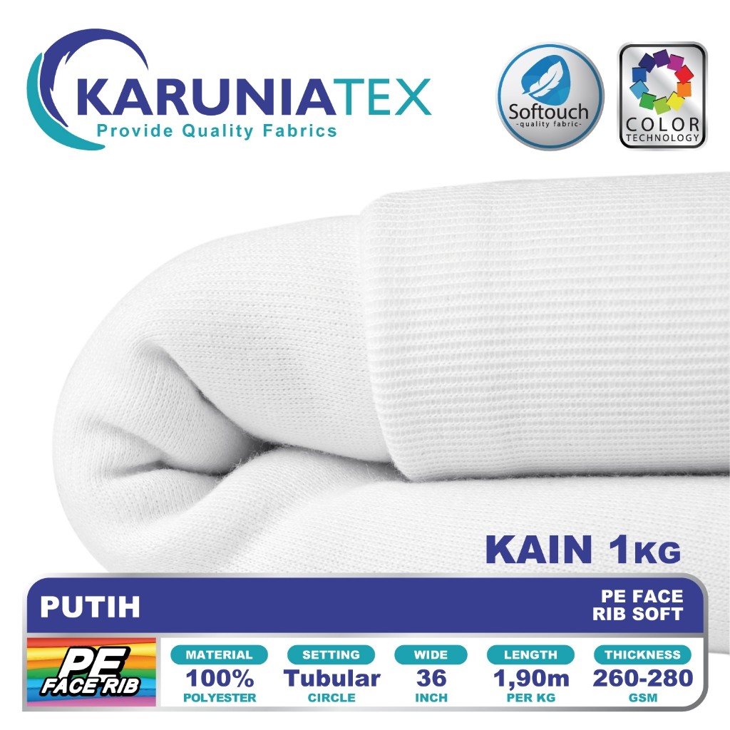Jual Kain Face Rib Soft Kiloan | Putih | Karunia Textile | Shopee Indonesia