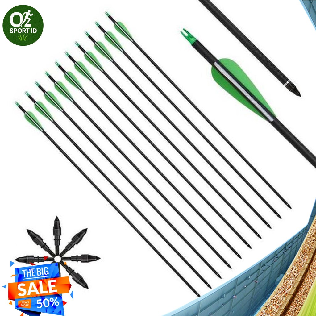 Jual DROW ANAK PANAH ARROW FIBERGLASS 7.8MM SPINE FOR RECURVE BOW 12 ...