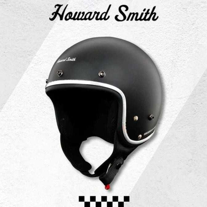 Jual Helm Howard Smith Master Matt Black Doff Retro Classic Bogo Vespa ...