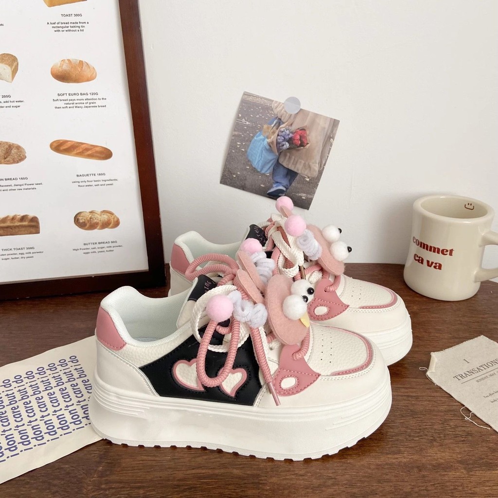 Jual Sepatu Sol Putih Platform Merah Muda Sepatu Papan Siswa Atasan ...