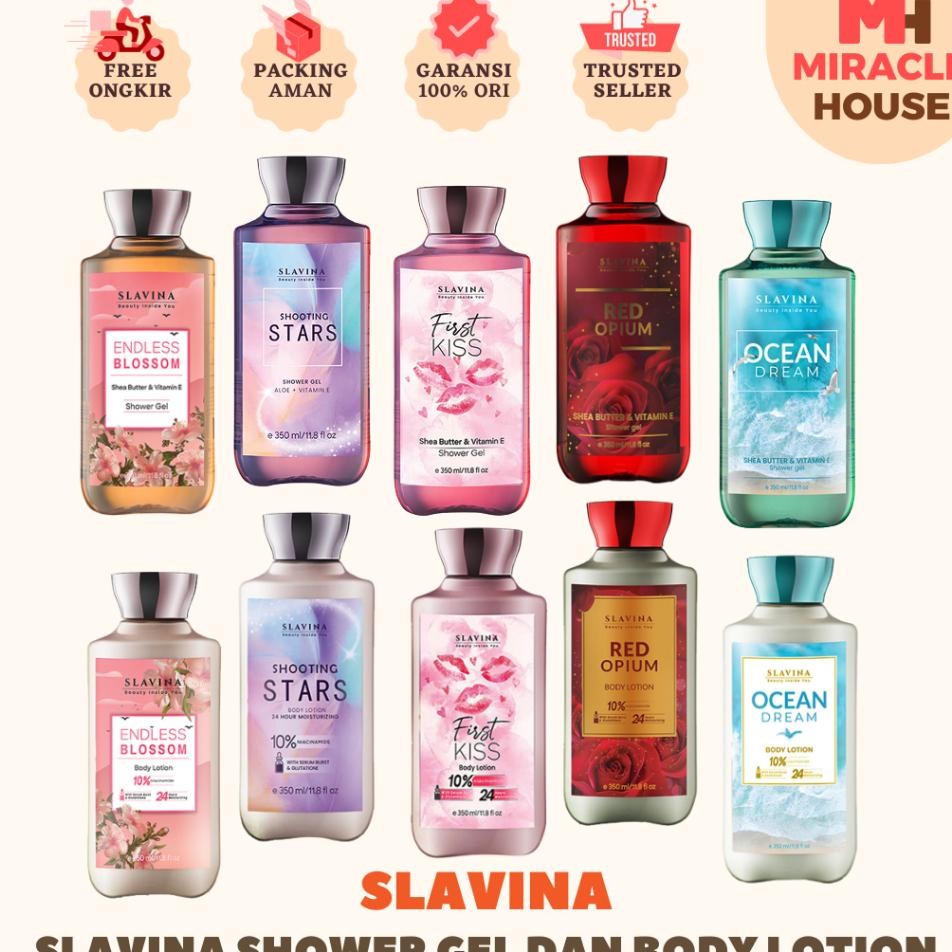 Jual Slavina Shower Gel Body Lotion Red Opium Endless Love First Kiss ...