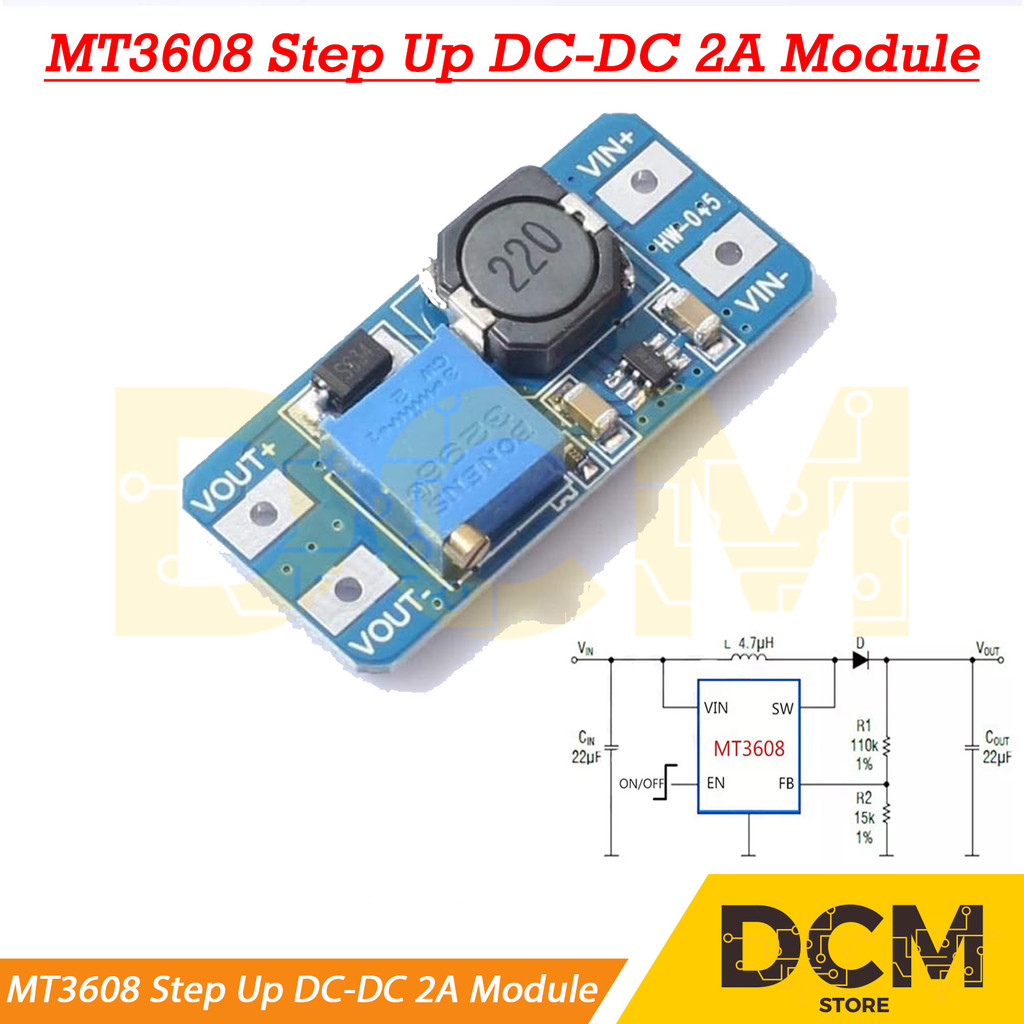 Jual MT3608 Step Up DC-DC 2A Stepup DC to DC Module Power Booster | Shopee Indonesia