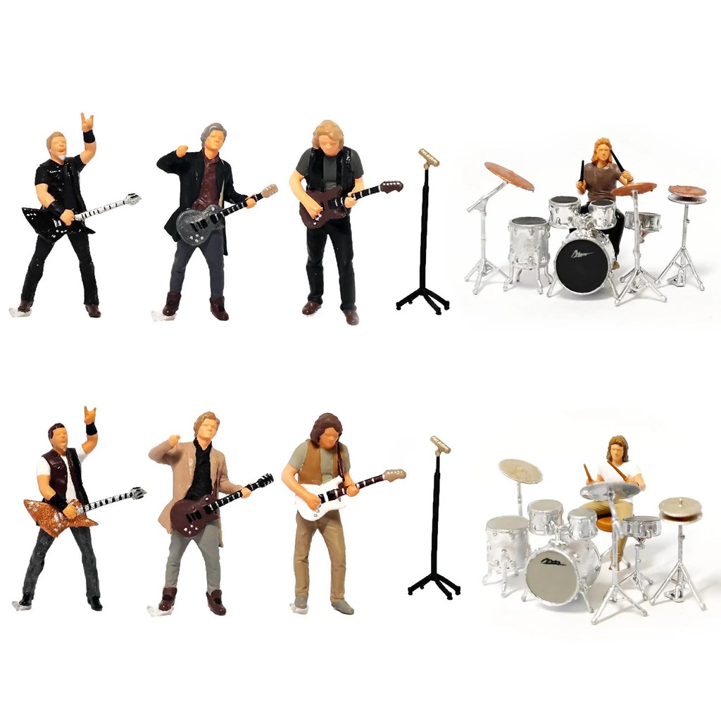 Jual RM 1:64 Rock Band Singer Guitar Drum Percussion Micro Scene Mini ...