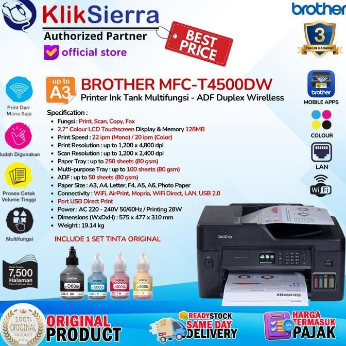 Jual Grosir Printer A3 Inktank Wireless Brother Mfc-T4500Dw | T4500 ...