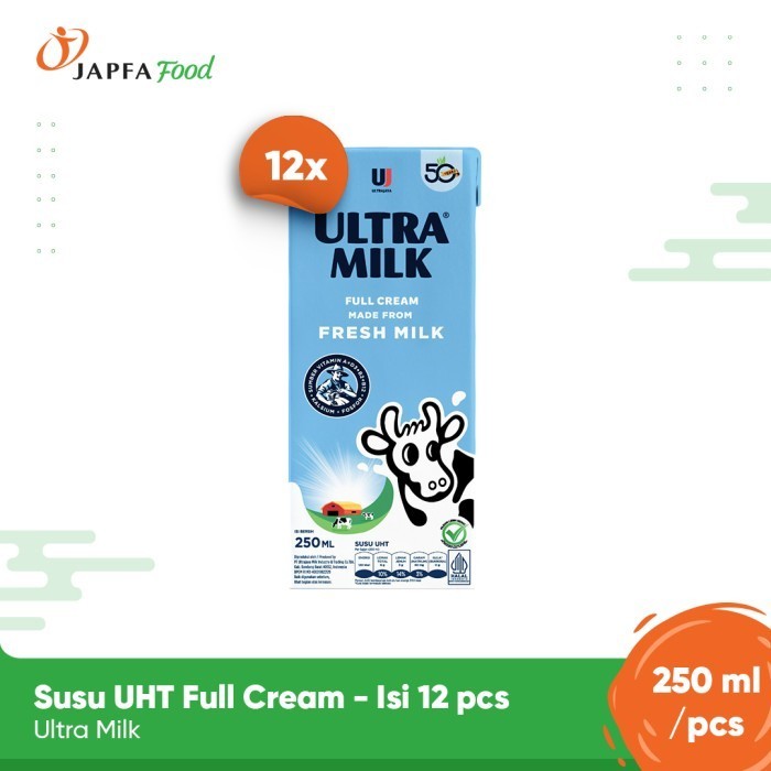 Jual Ultra Milk UHT Full Cream 250ml - Isi 12 pcs | Shopee Indonesia