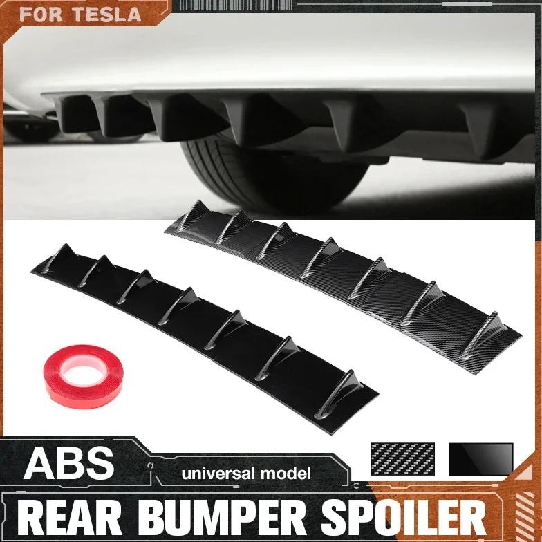 Jual 3Pcs Universal Rear Bumper Spoiler Diffuser Gloss Black 7 Wing ...