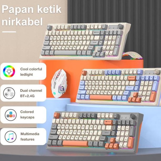 Jual Tersedia K98 Keyboard Bluetooth Gaming 3 Mode Hotswap Wireless ...