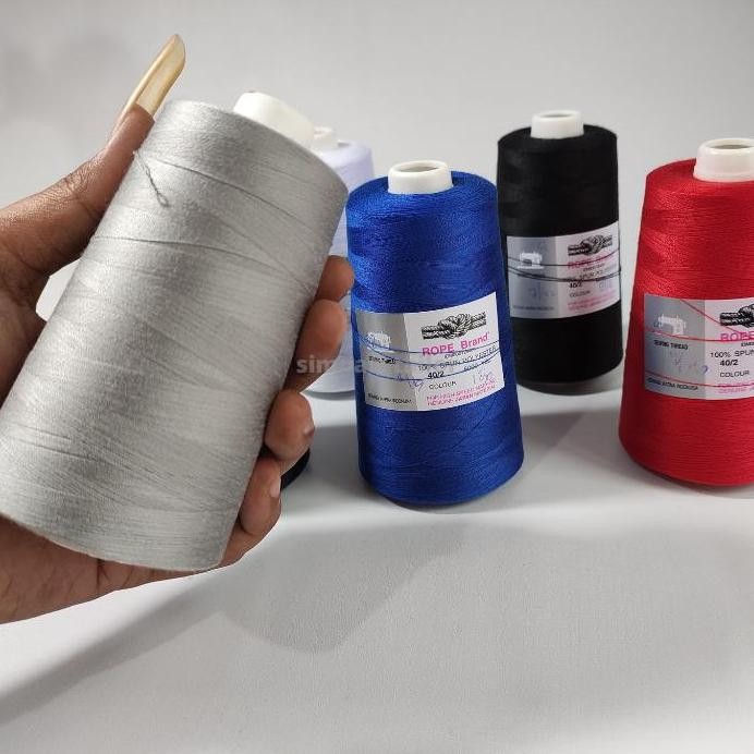 Jual benang jahit 5000 yard tambang Abu Biru Katun Hitam Putih Merah ...