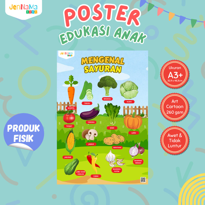 Jual Poster Edukasi - Sayuran | Anak Pendidikan PAUD TK Usia 2-6 tahun ...