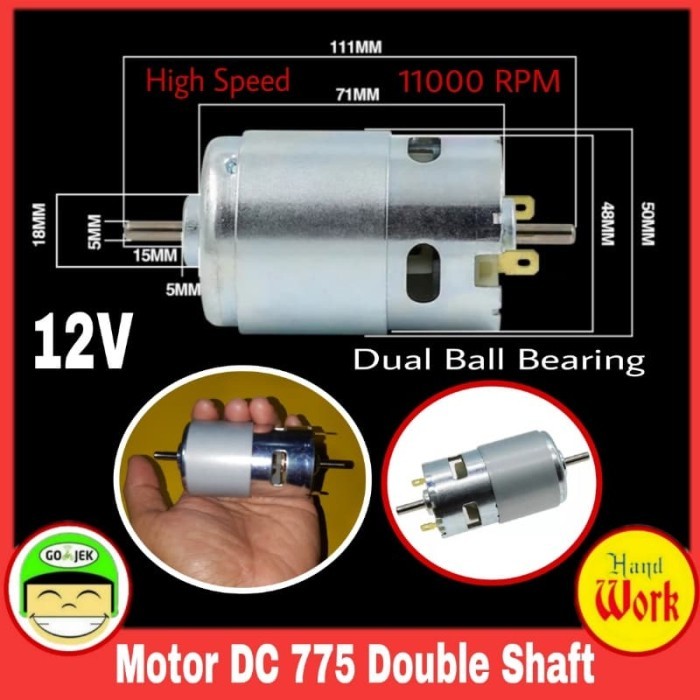 Jual Dinamo Motor 775 Dc 12V-36V 180W 11000-15000 Rpm Double Shaft High Spe | Shopee Indonesia
