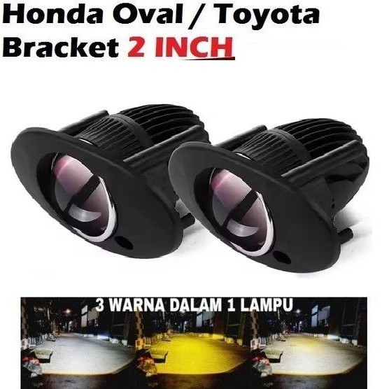 Jual Lampu Biled Foglamp F2 3 WARNA 2 inch breket toyota honda oval ...