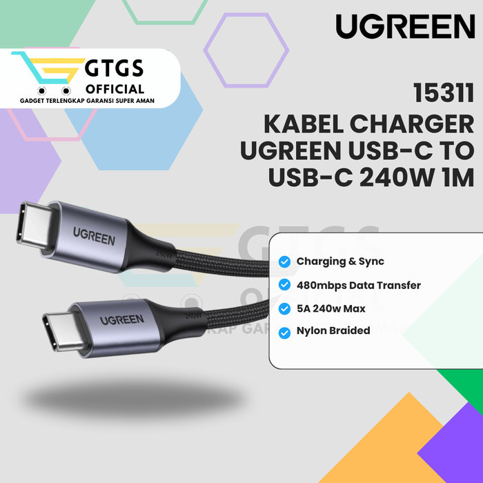 Jual UGREEN 15311 Kabel Data Usb Type C to Type C Fast Charging 240w Nylon Braided 1 Meter ...