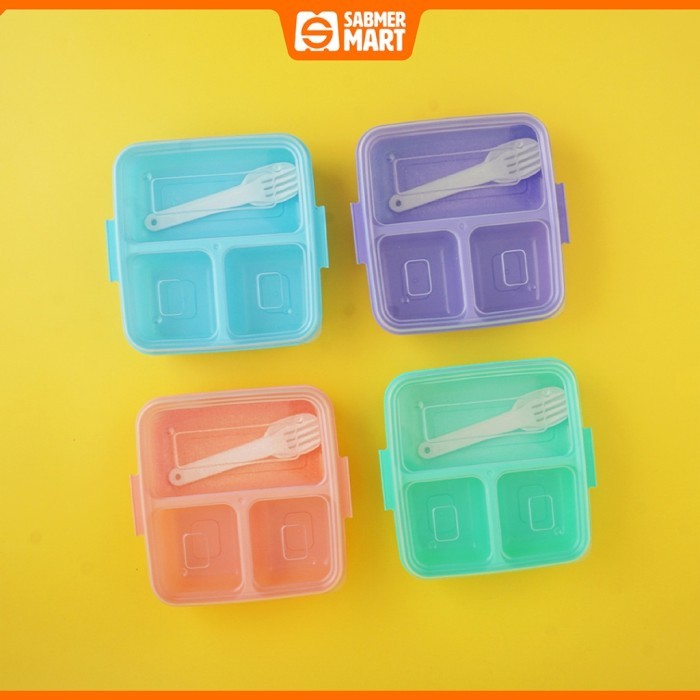 Jual Tempat Makan Bento / Kotak Makan Bento Kiara Niki Lunch Box Sekat 3 Bpa Free Dan Food Grade ...