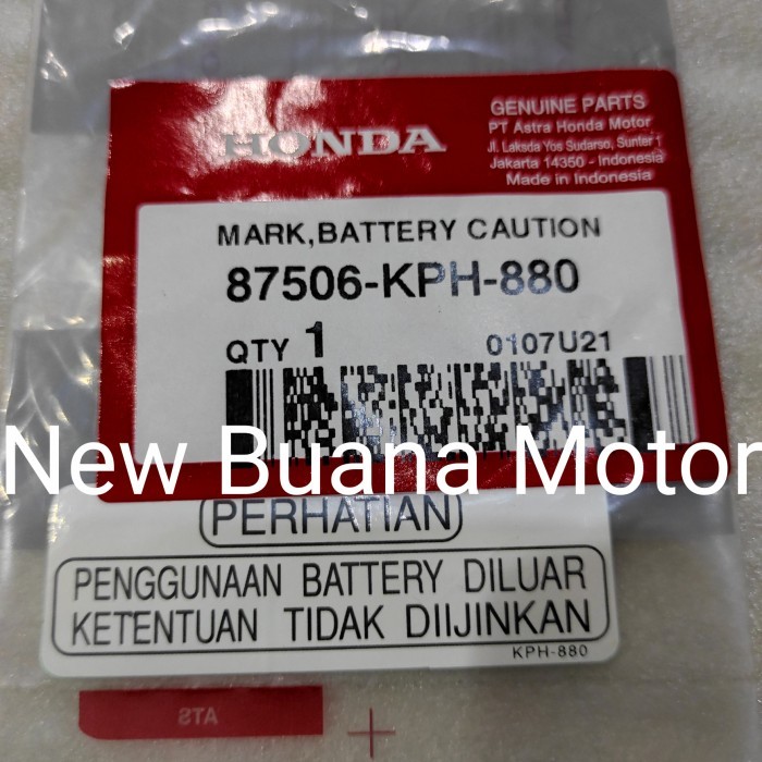 Jual Stiker Label Battery Caution 87506-Kph-880 Honda Barang Langka ...