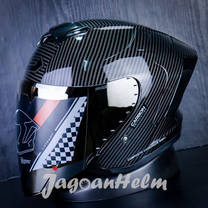 Jual HELM JS ARMOR MOTIF CARBON BLACK HALF FACE SINGLE VISOR | Shopee ...