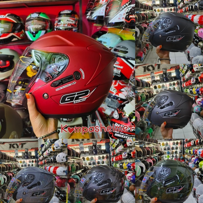 Jual HELM G2 OPTIMAX SOLID SNI DOUBLE VISOR | Shopee Indonesia