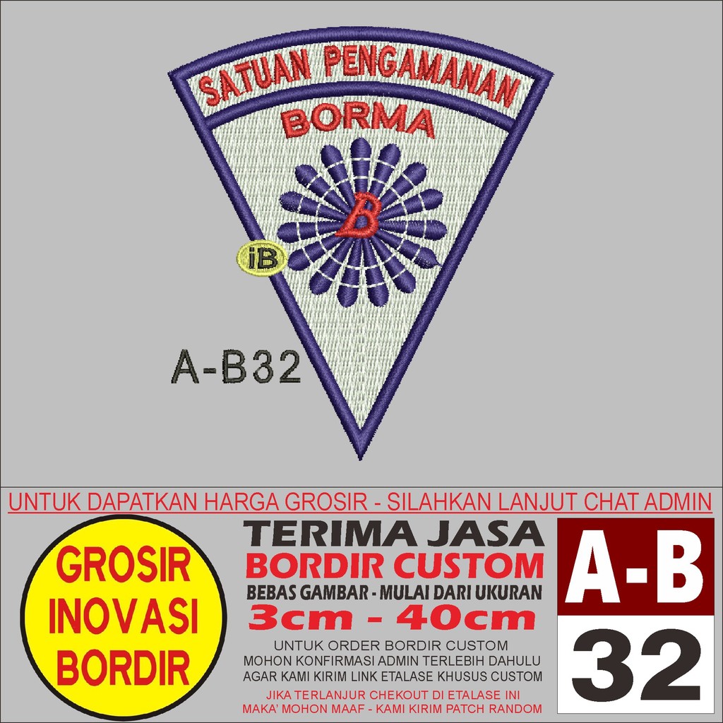 Jual PATCH BORDIR A-B32 LOGO SATUAN PENGAMANAN BORMA - GIB REVIEW ...