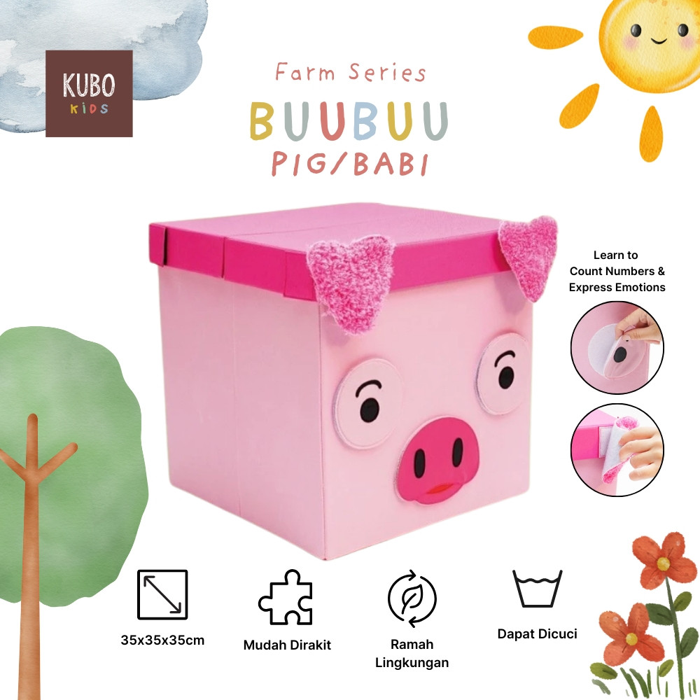Jual KUBO KIDS Kotak Penyimpanan 35 x 35 x 35 Cm Farm Series Buubuu / Babi | Shopee Indonesia