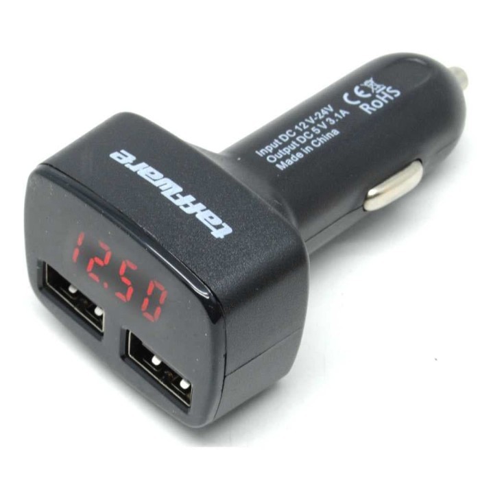 Jual Smart Car Charger Mobil Realtime LED Display USB 2 Port 3.1A ...