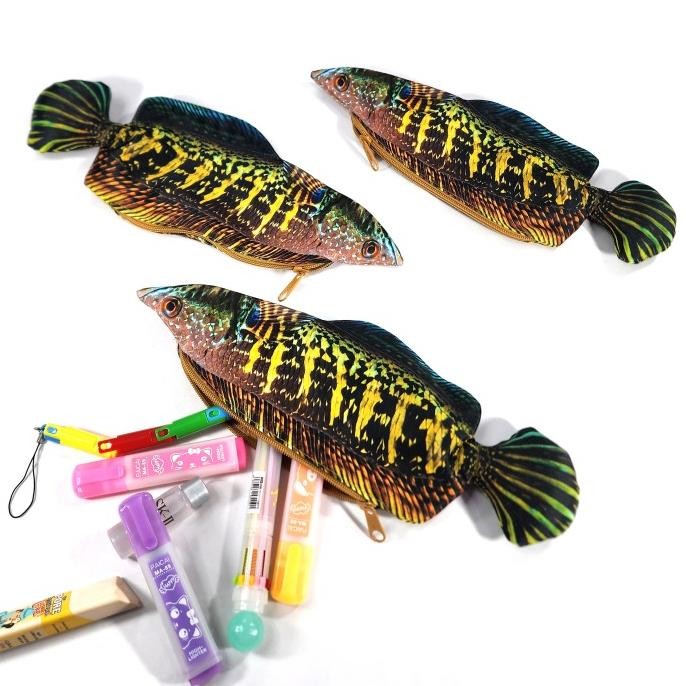 Jual ASLI POUCH IKAN GABUS TEMPAT PENSIL MAKE UP ALAT TULIS CHANNA ...