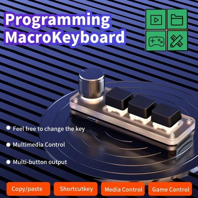 Jual MACROPAD MACRO MECHANICAL KEYBOARD RGB MINI CUSTOM 3 KEYS + KNOB | Shopee Indonesia