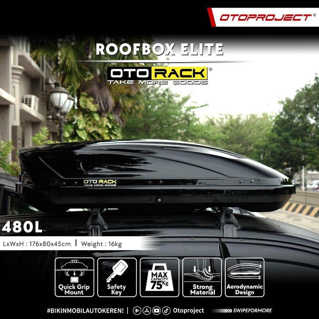 Jual Otoproject - Roof Box Otorack Elite Glossy Black | Box Bagasi Atas ...