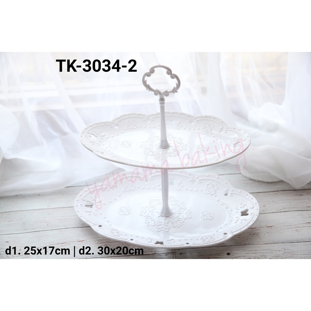 Jual TK-3034-2 Cupcake stand cake tier oval dessert table piring snack ...