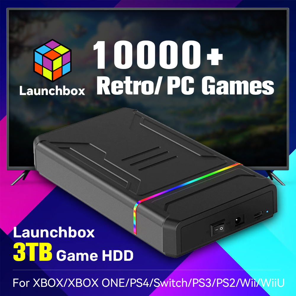 Jual YHS Launchbox 3TB Gaming Hard Drive With 10107 Retro/PC Games Plug ...