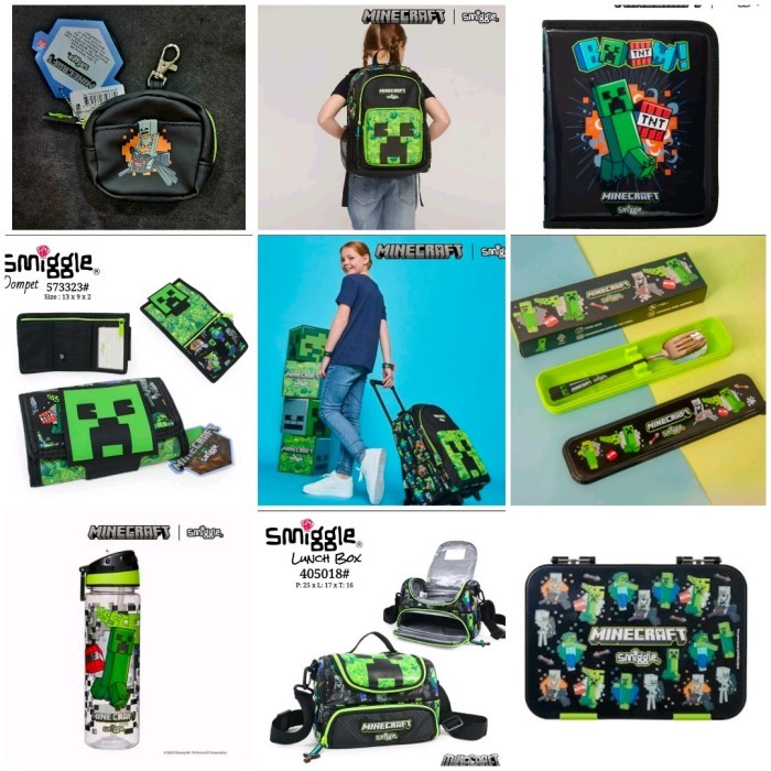 Jual Smiggle Minecraft Backpack, Trolley, Botol, Lunchbag, stationery ...