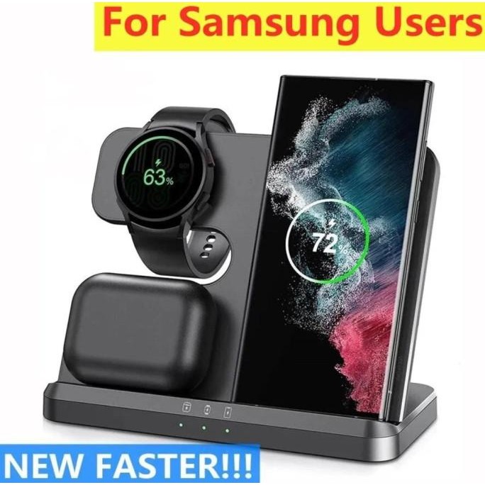 Jual ELAVO 3 IN 1 WIRELESS CHARGER MEJA SAMSUNG DOCK STATION CHARGER ...
