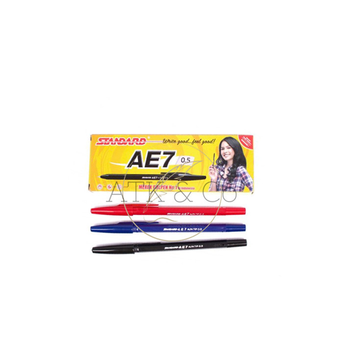 Jual TERUJI [PACK] PULPEN STANDARD AE7 0.5MM 1 PAK ISI 12 BOLPEN PENA ...