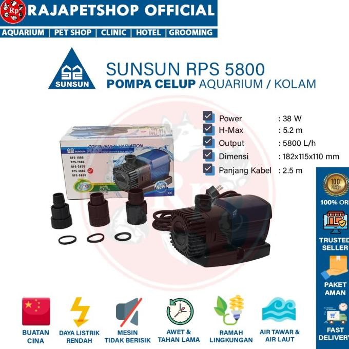 Jual ( POMPA AIR ) SUNSUN RPS 1800-5800 SUBMERSIBLE WATER PUMP CELUP ...